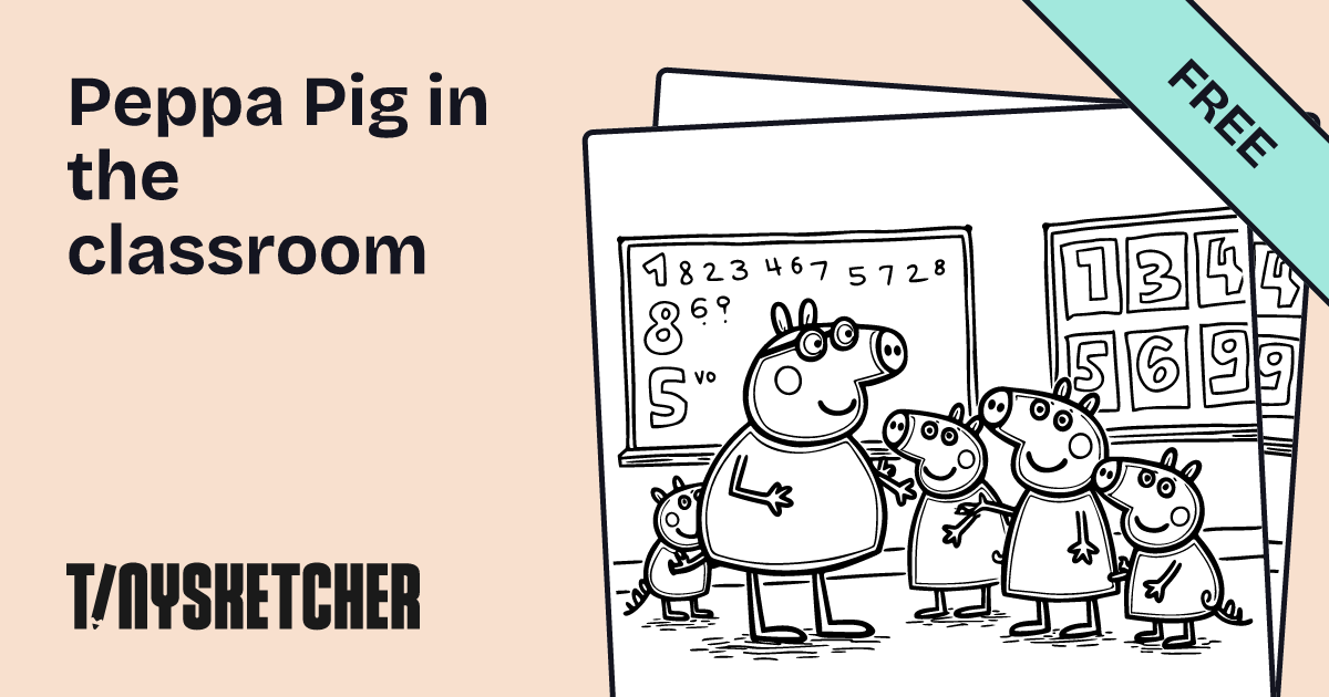 Peppa Pig in the classroom Coloring Page | Free Printables | Tiny Sketcher