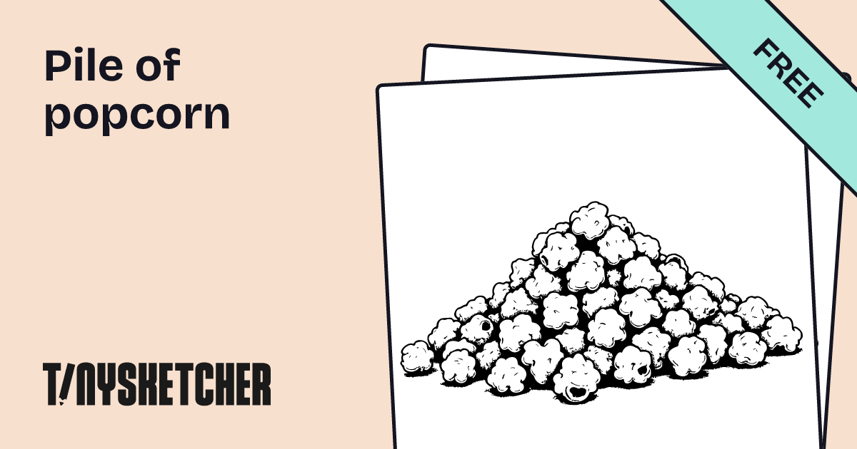 Pile of popcorn Coloring Page | Free Printables | Tiny Sketcher
