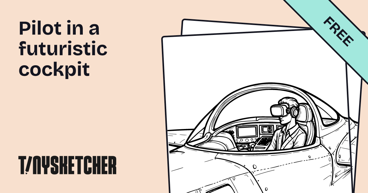 Pilot in a futuristic cockpit Coloring Page | Free Printables | Tiny ...