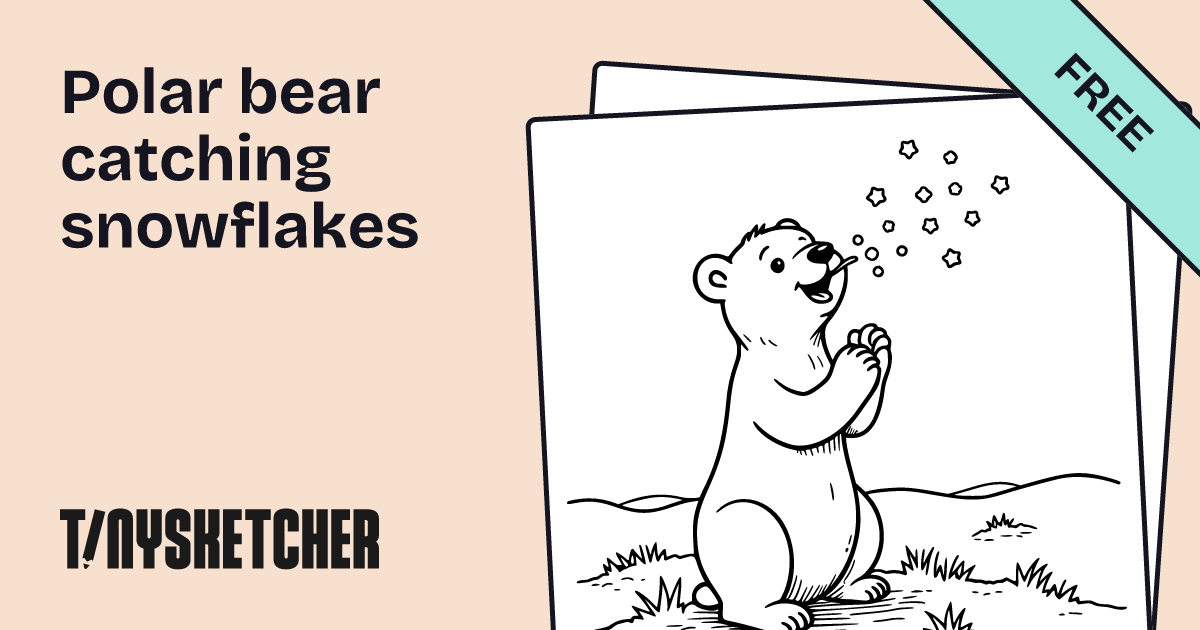 Polar bear catching snowflakes Coloring Page | Free Printables | Tiny ...