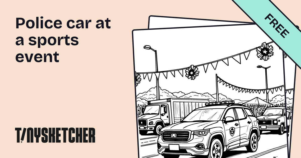 Police car at a sports event Coloring Page | Free Printables | Tiny ...