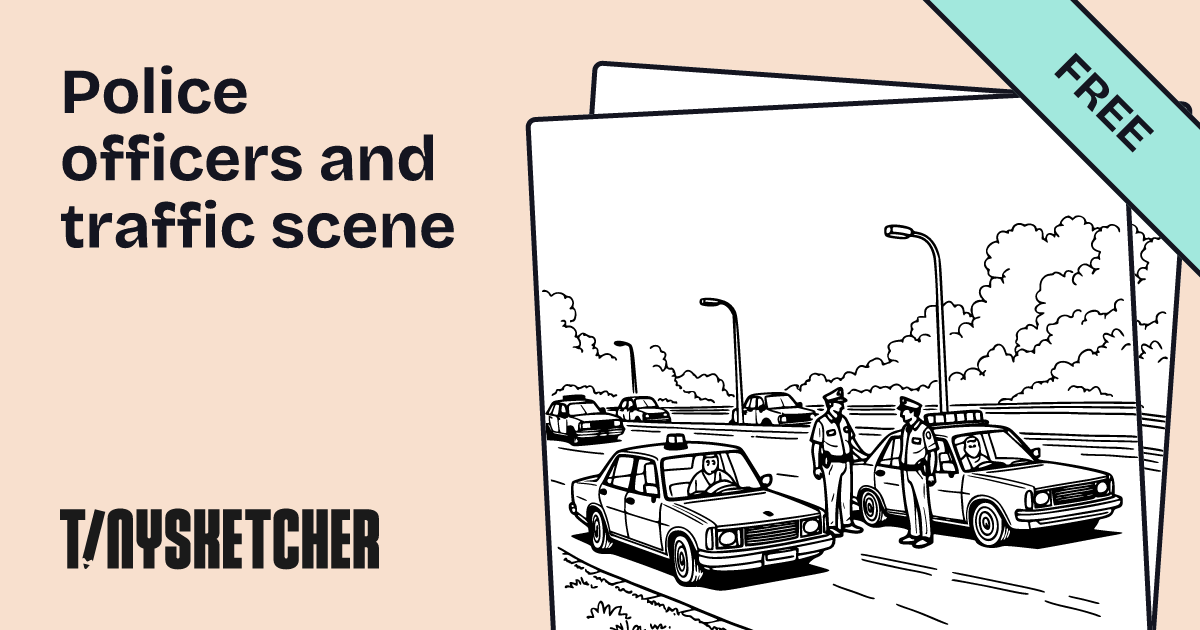 Police officers and traffic scene Coloring Page | Free Printables ...