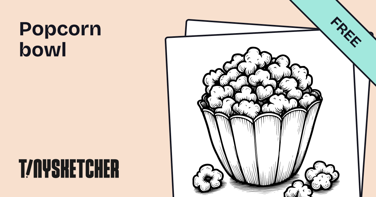 Popcorn bowl Coloring Page | Free Printables | Tiny Sketcher