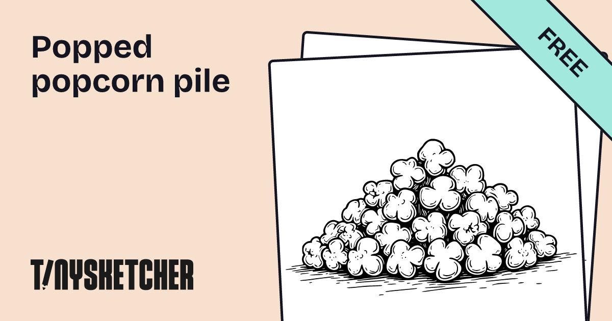 Popped popcorn pile Coloring Page | Free Printables | Tiny Sketcher