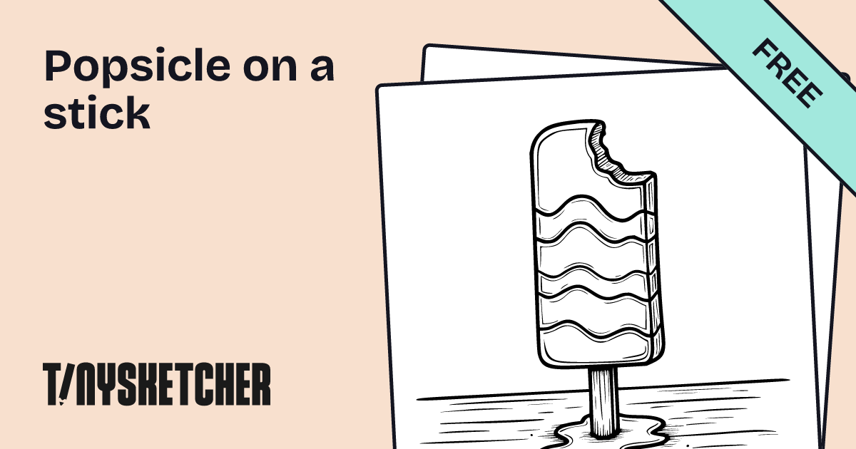 Popsicle on a stick Coloring Page | Free Printables | Tiny Sketcher