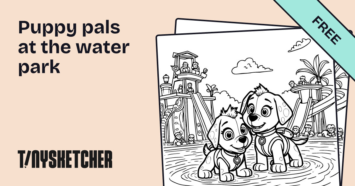 Puppy pals at the water park Coloring Page | Free Printables | Tiny ...