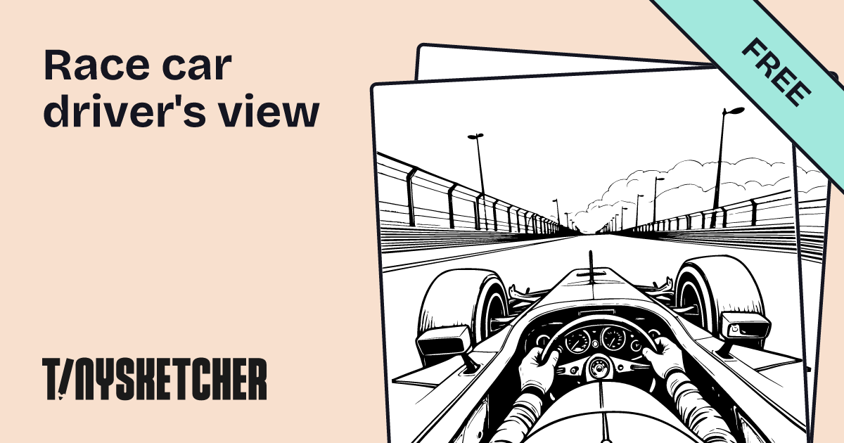 Race car driver's view Coloring Page | Free Printables | Tiny Sketcher
