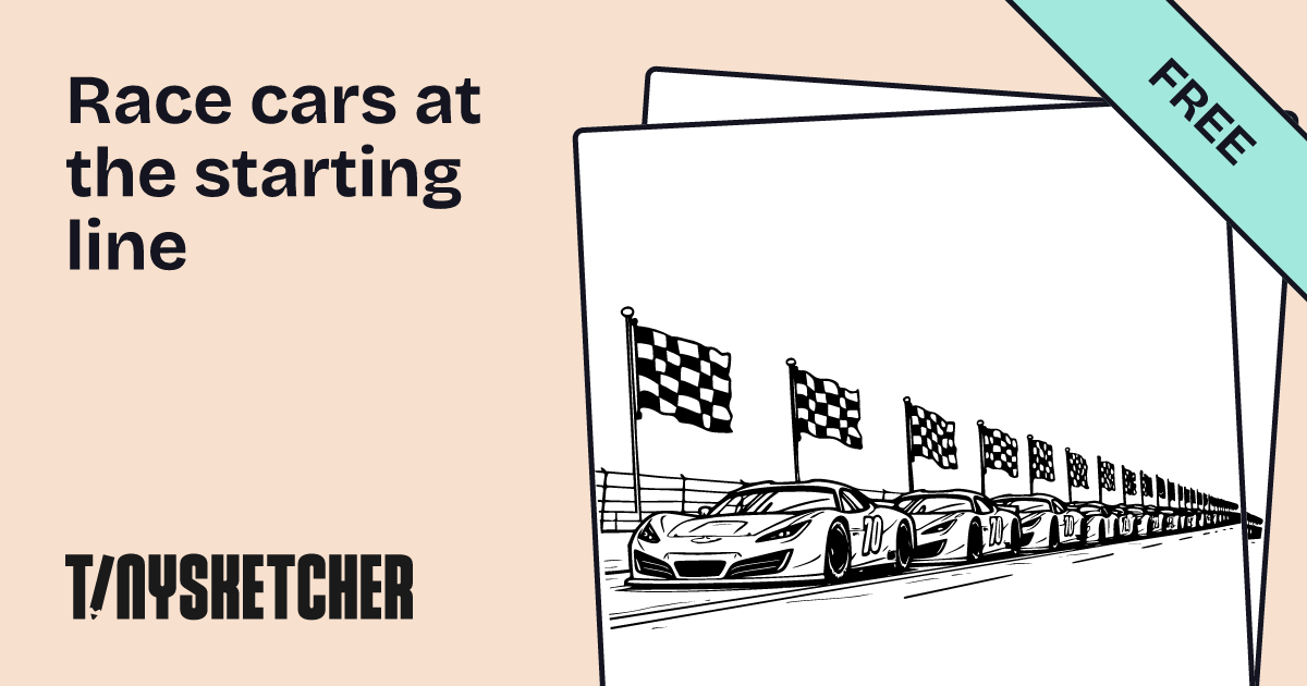 Race cars at the starting line Coloring Page | Free Printables | Tiny ...