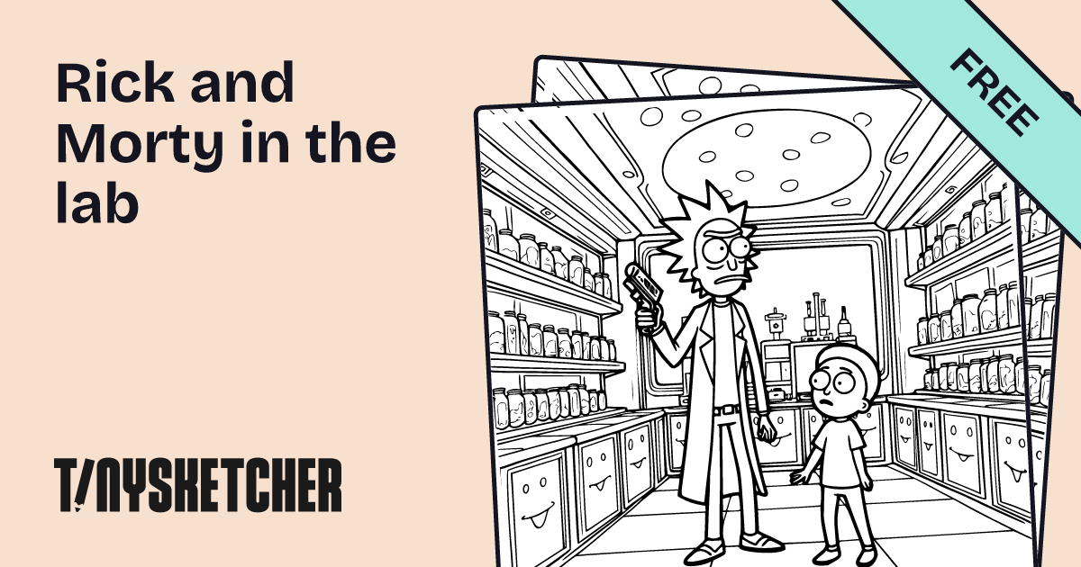 Rick and Morty in the lab Coloring Page | Free Printables | Tiny Sketcher