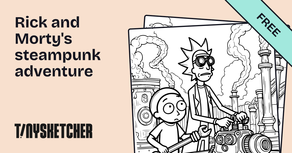 Rick and Morty's steampunk adventure Coloring Page | Free Printables ...
