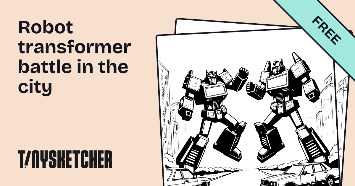 Robot transformer battle in the city Coloring Page | Free Printables ...