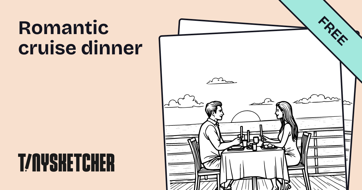 Romantic cruise dinner Coloring Page | Free Printables | Tiny Sketcher