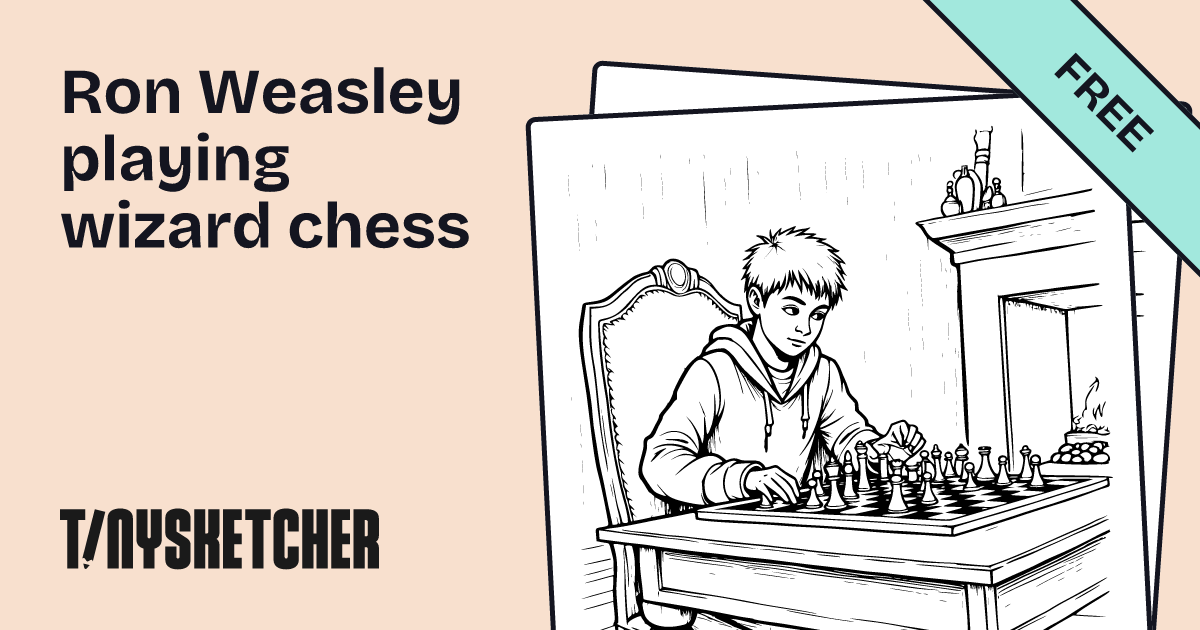 Ron Weasley playing wizard chess Coloring Page | Free Printables | Tiny ...