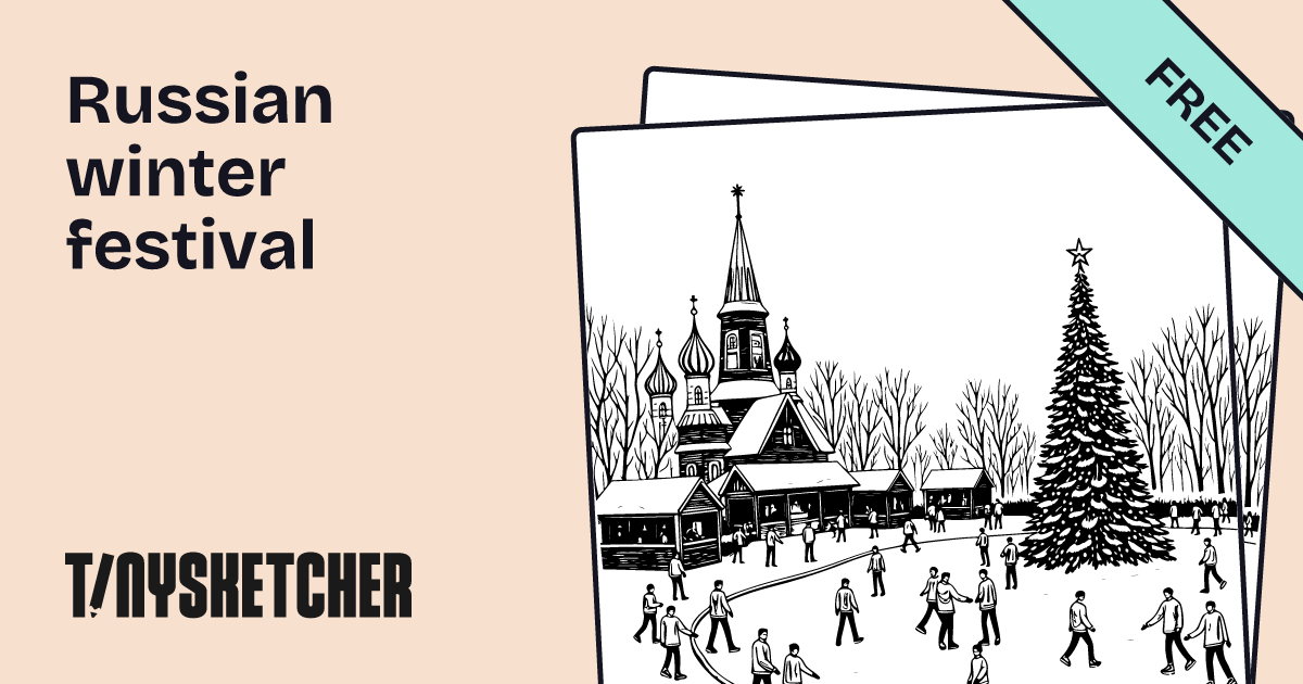Russian winter festival Coloring Page | Free Printables | Tiny Sketcher