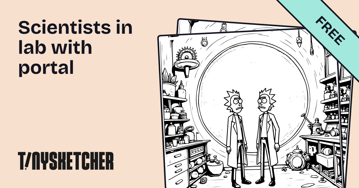 Scientists in lab with portal Coloring Page | Free Printables | Tiny ...