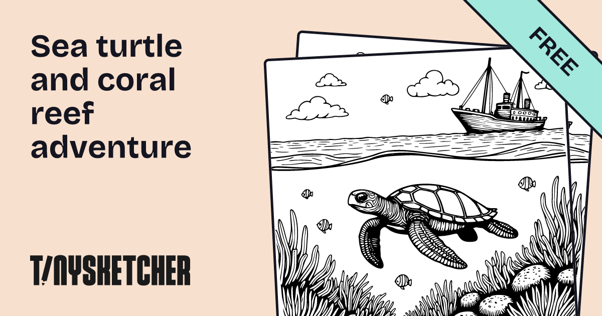 Sea turtle and coral reef adventure Coloring Page | Free Printables ...