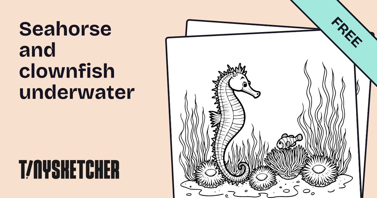 Seahorse and clownfish underwater Coloring Page | Free Printables ...