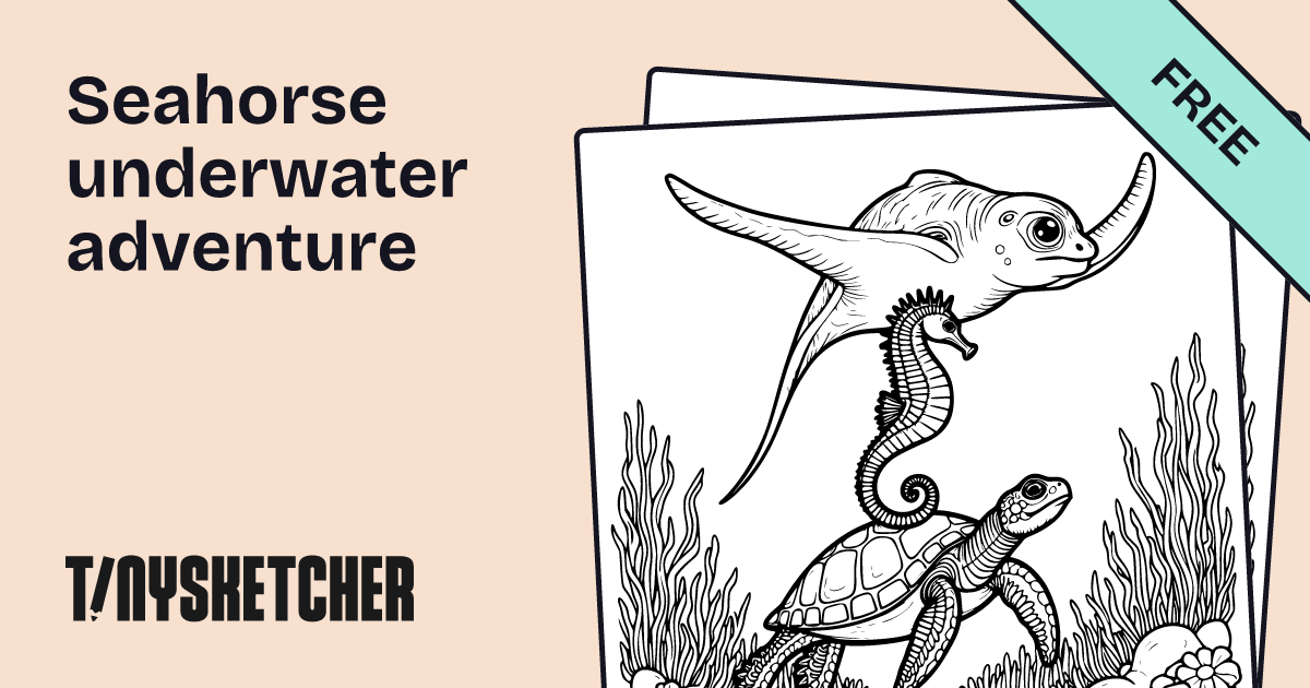 Seahorse underwater adventure Coloring Page | Free Printables | Tiny ...