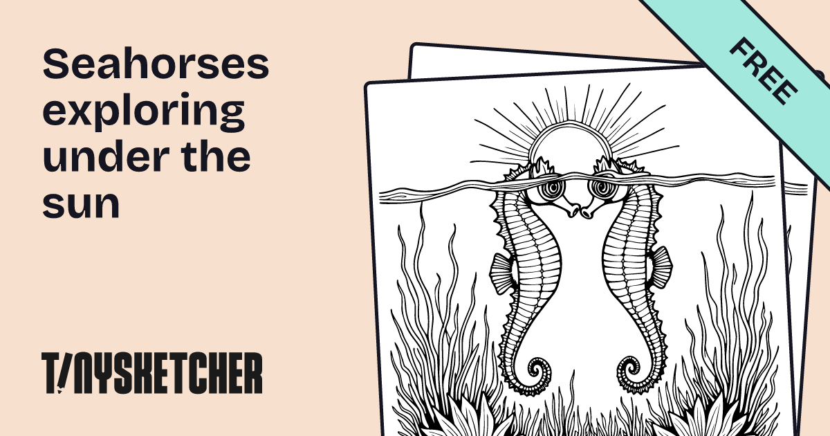 Seahorses exploring under the sun Coloring Page | Free Printables ...
