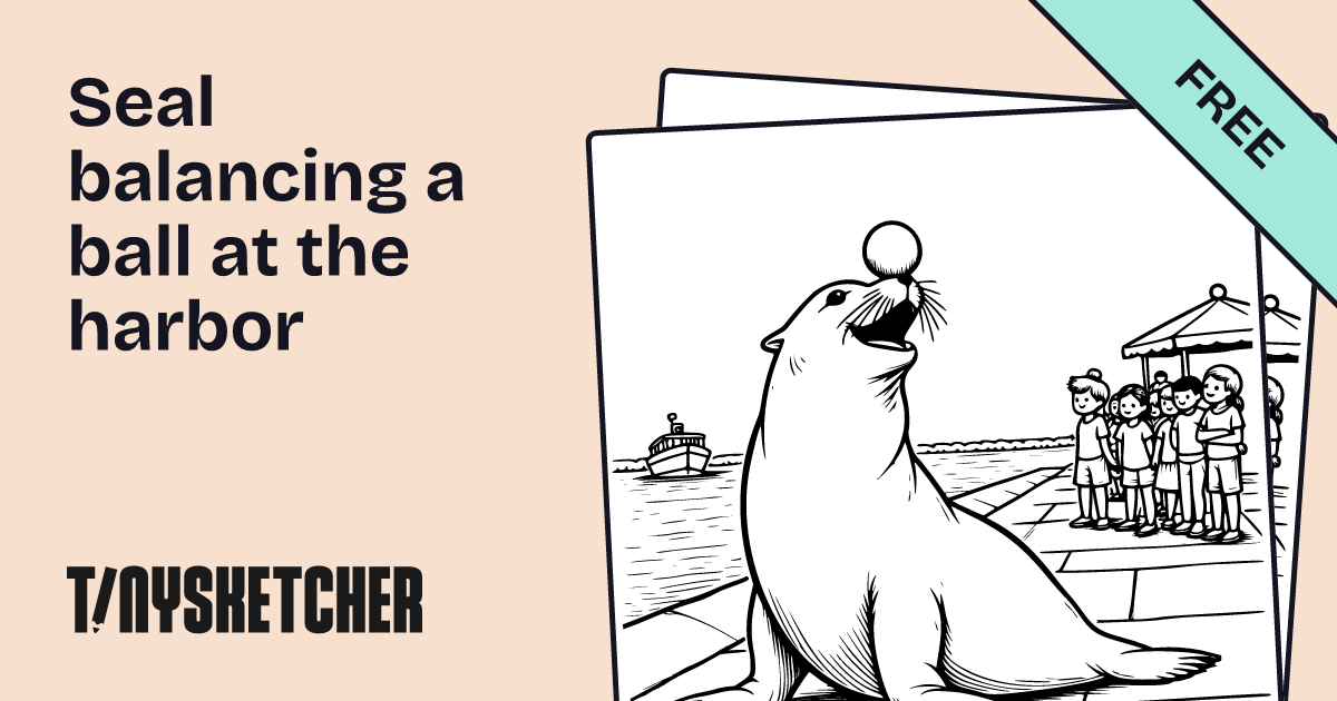 Seal balancing a ball at the harbor Coloring Page | Free Printables ...