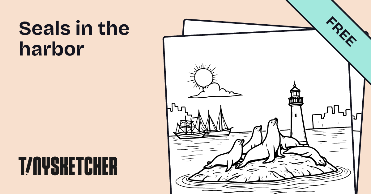 Seals in the harbor Coloring Page | Free Printables | Tiny Sketcher