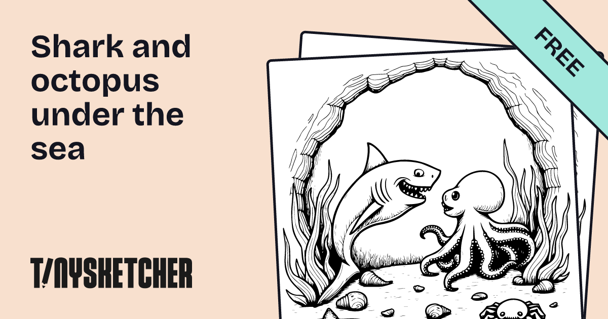 Shark and octopus under the sea Coloring Page | Free Printables | Tiny ...