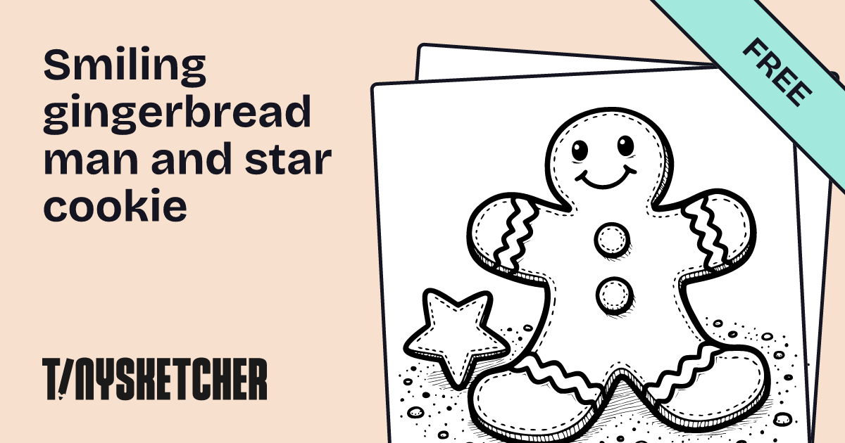 Smiling gingerbread man and star cookie Coloring Page | Free Printables ...