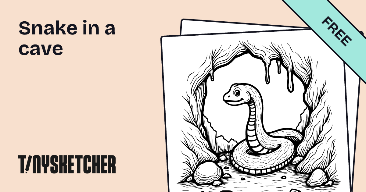 Snake in a cave Coloring Page | Free Printables | Tiny Sketcher