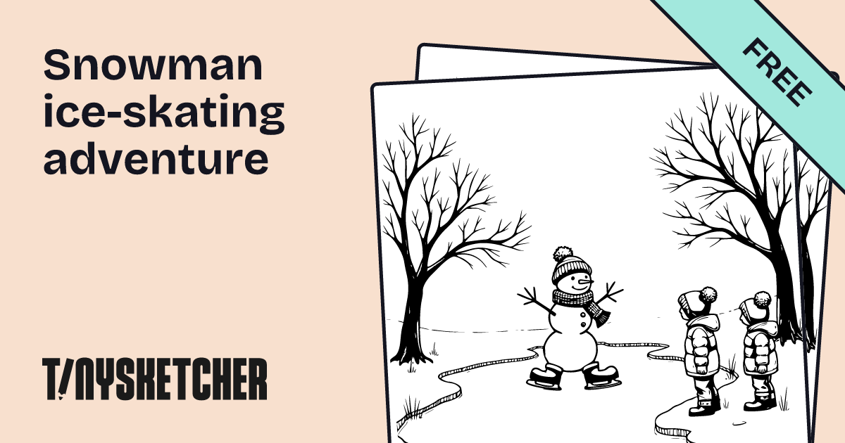 Snowman ice-skating adventure Coloring Page | Free Printables | Tiny ...