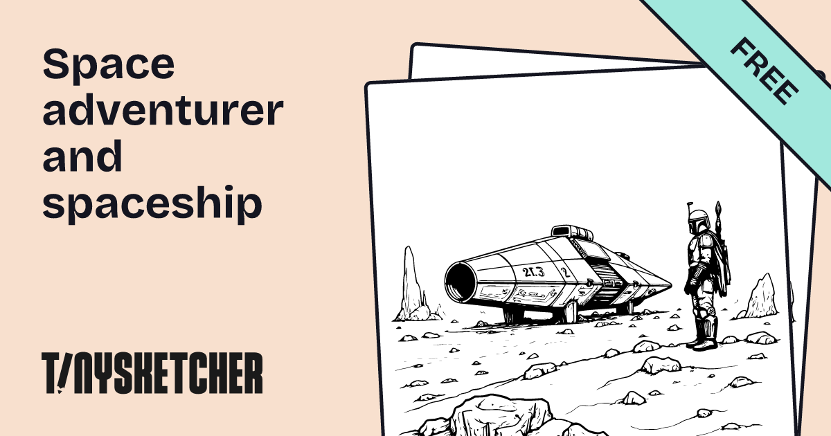 Space adventurer and spaceship Coloring Page | Free Printables | Tiny ...