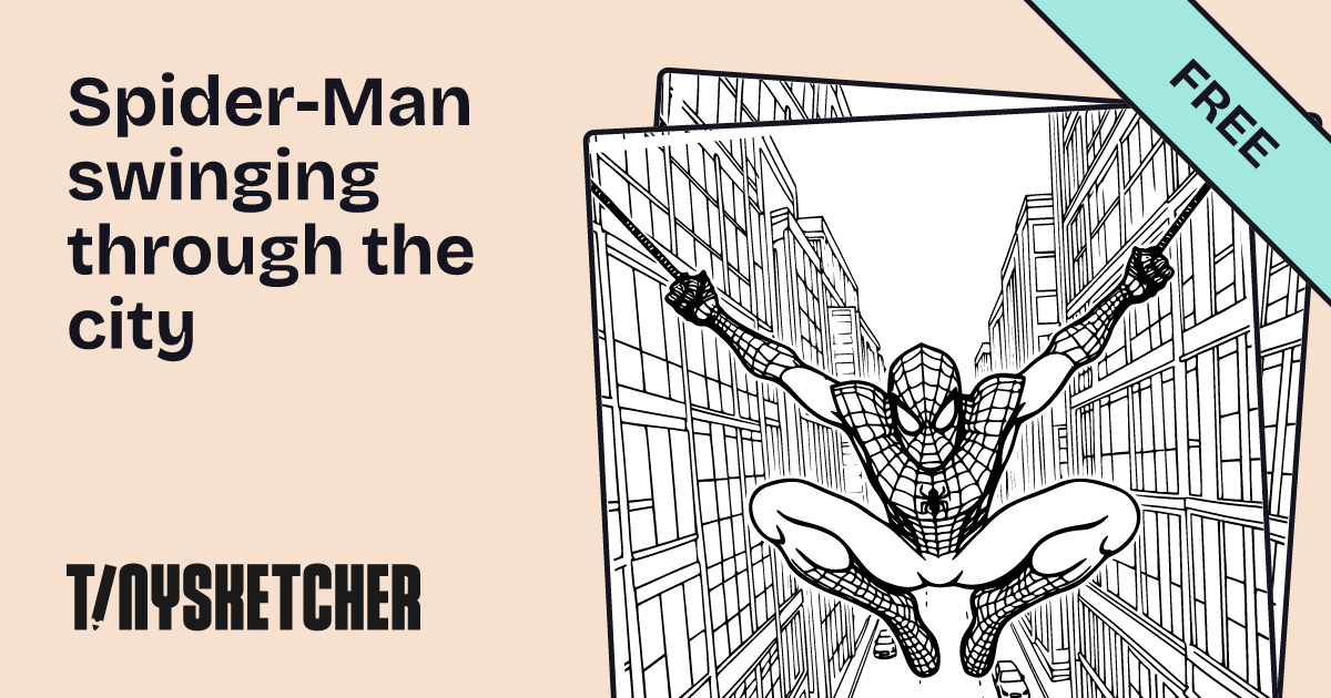 Spider-Man swinging through the city Coloring Page | Free Printables ...