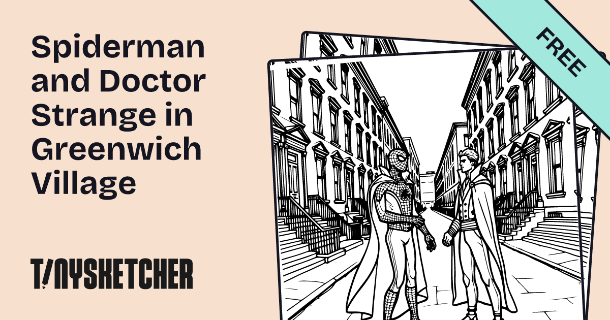 Spiderman and Doctor Strange in Greenwich Village Coloring Page | Free ...