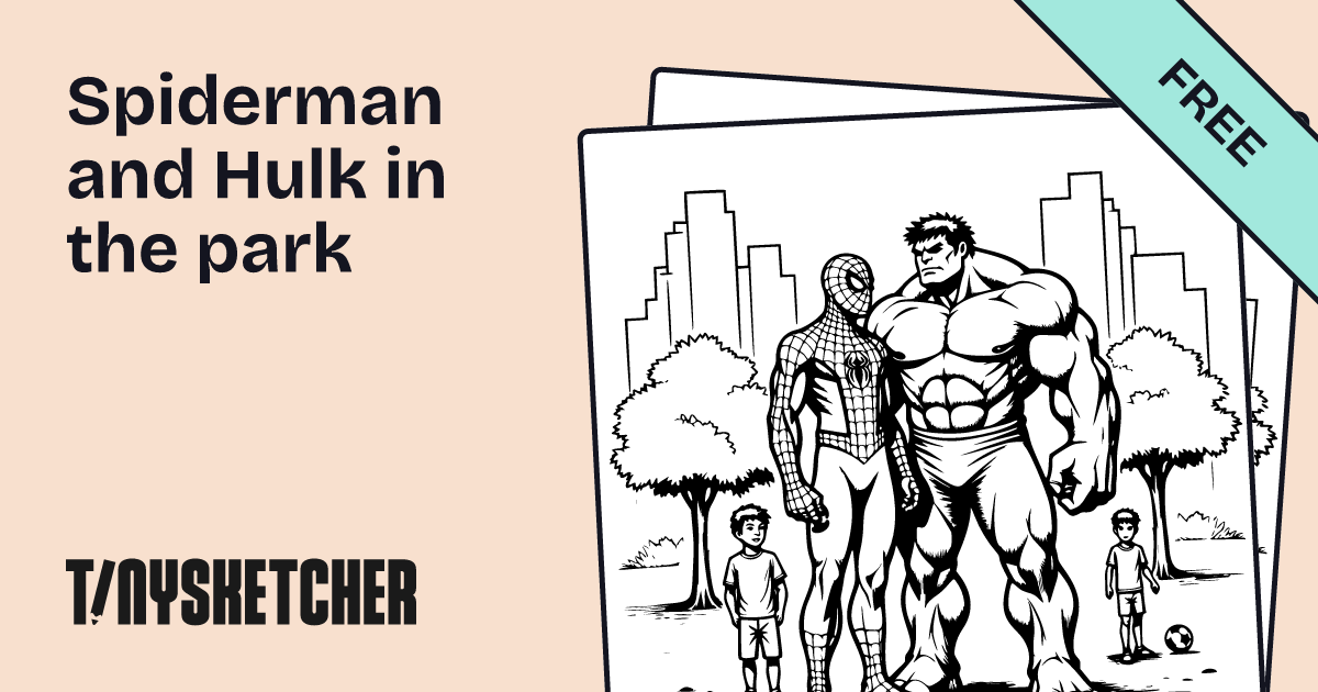 Spiderman and Hulk in the park Coloring Page | Free Printables | Tiny ...