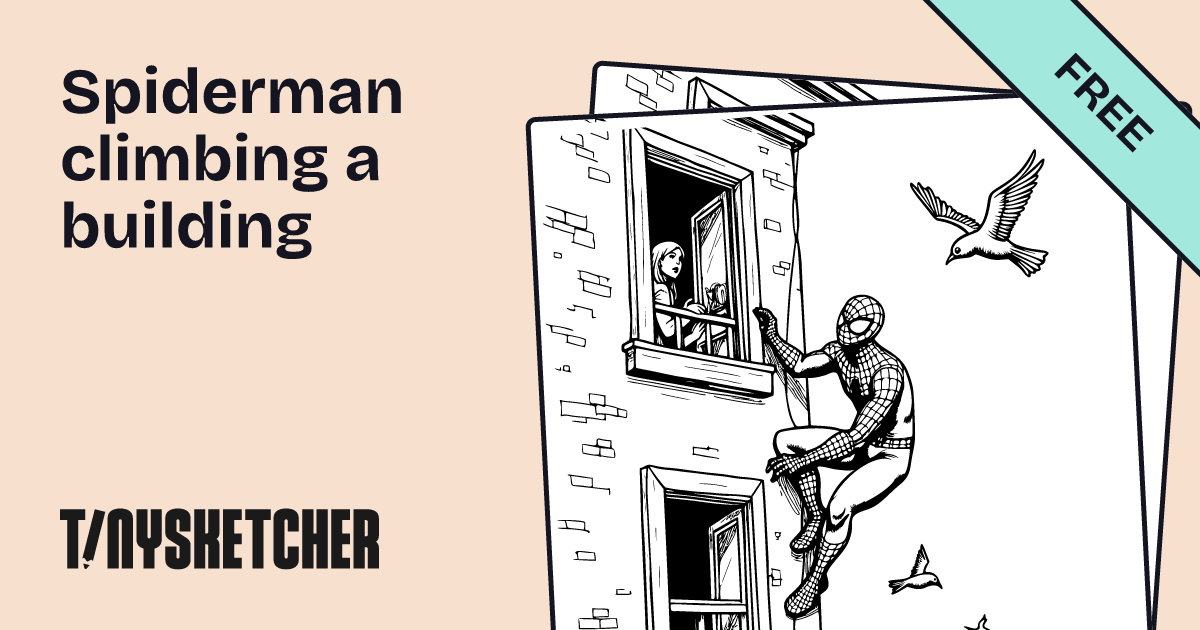 Spiderman climbing a building Coloring Page | Free Printables | Tiny ...