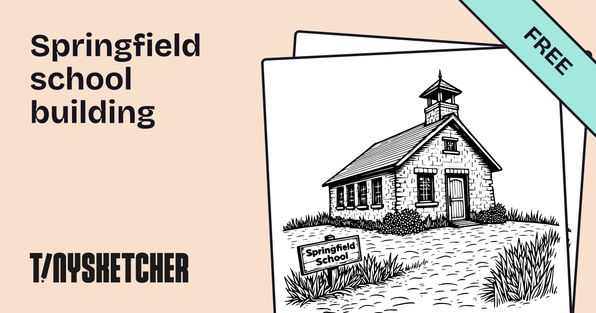 Springfield school building Coloring Page | Free Printables | Tiny Sketcher