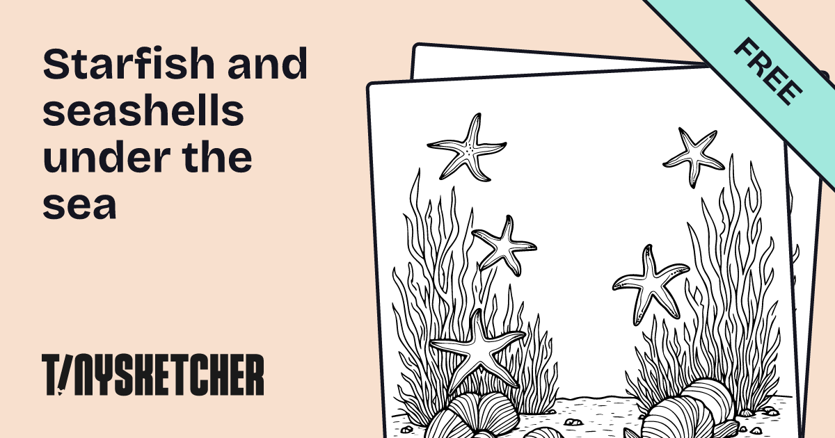 Starfish and seashells under the sea Coloring Page | Free Printables ...