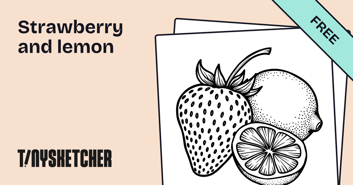 Strawberry and lemon Coloring Page | Free Printables | Tiny Sketcher