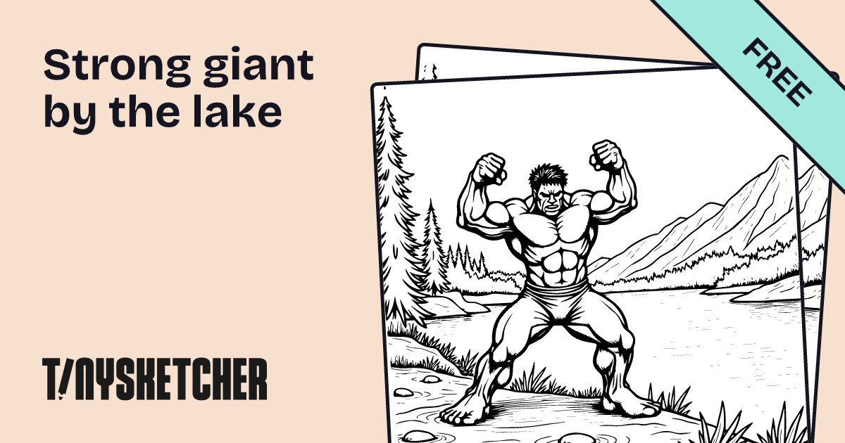 Strong giant by the lake Coloring Page | Free Printables | Tiny Sketcher