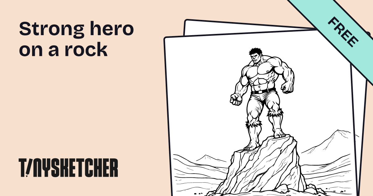 Strong hero on a rock Coloring Page | Free Printables | Tiny Sketcher
