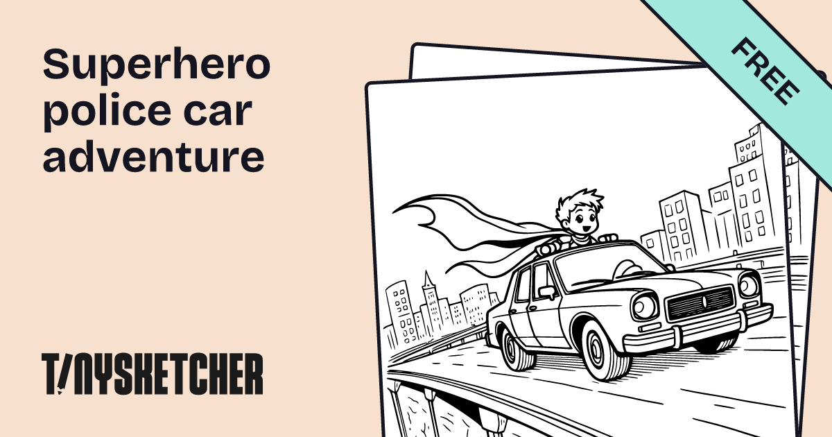 Superhero police car adventure Coloring Page | Free Printables | Tiny ...