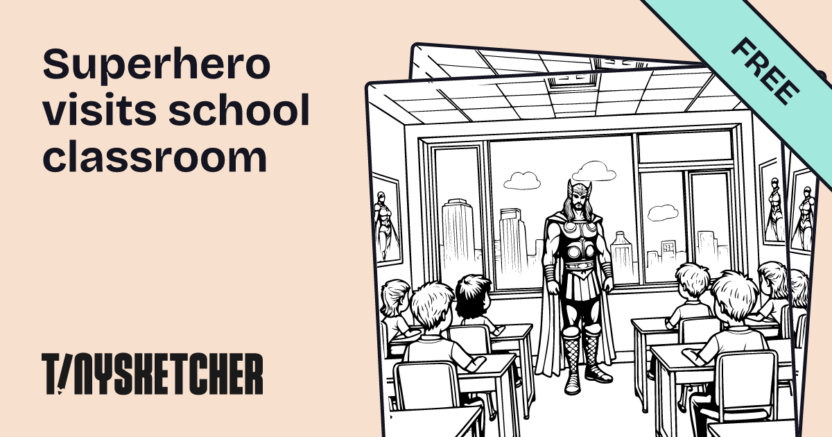 Superhero visits school classroom Coloring Page | Free Printables ...
