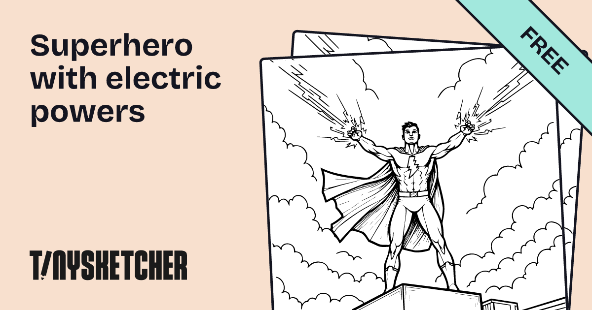 Superhero with electric powers Coloring Page | Free Printables | Tiny ...