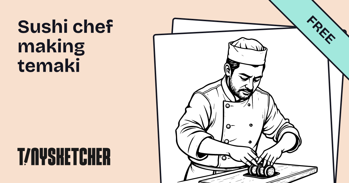 Sushi chef making temaki Coloring Page | Free Printables | Tiny Sketcher