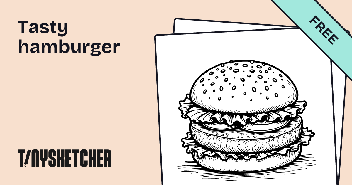 Tasty hamburger Coloring Page | Free Printables | Tiny Sketcher