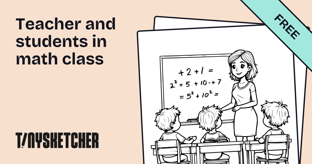 Teacher and students in math class Coloring Page | Free Printables ...