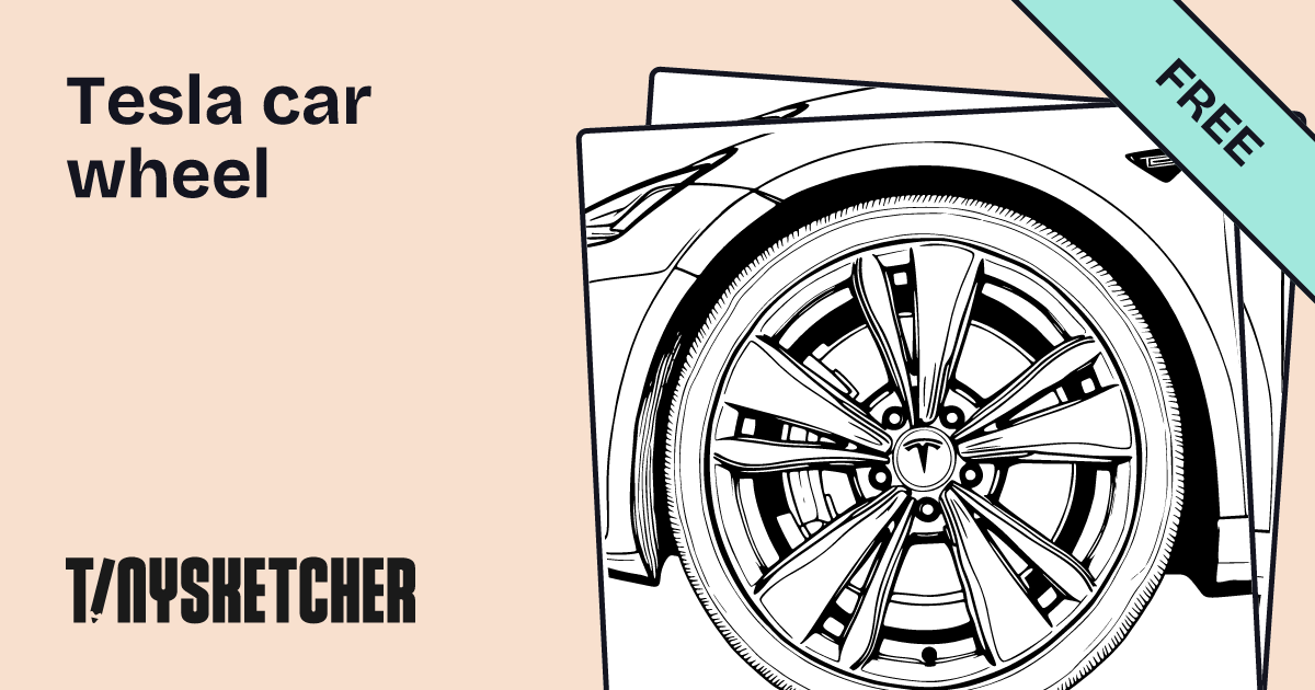 Tesla car wheel Coloring Page | Free Printables | Tiny Sketcher