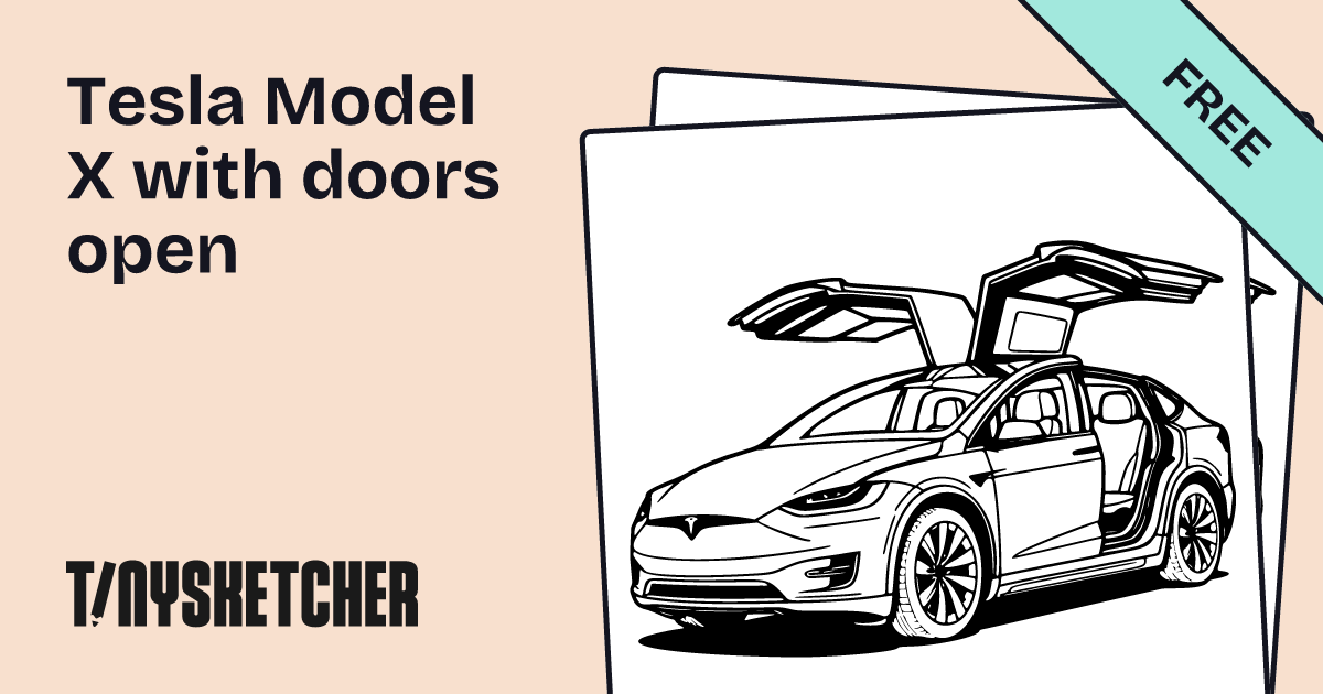 Tesla Model X with doors open Coloring Page | Free Printables | Tiny ...