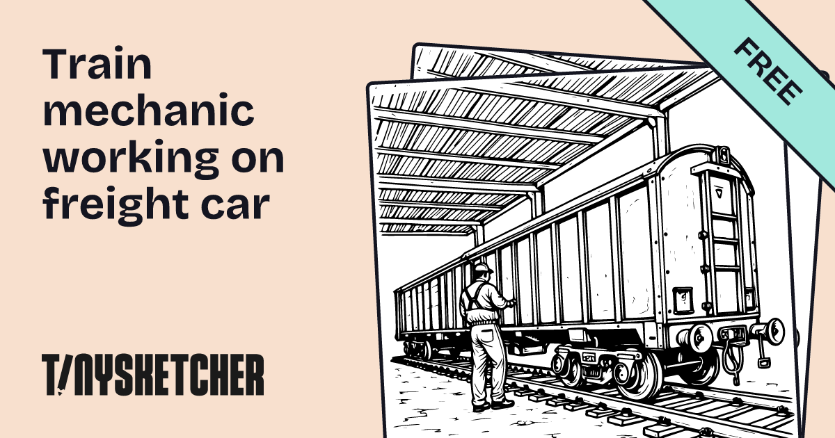 Train mechanic working on freight car Coloring Page | Free Printables ...