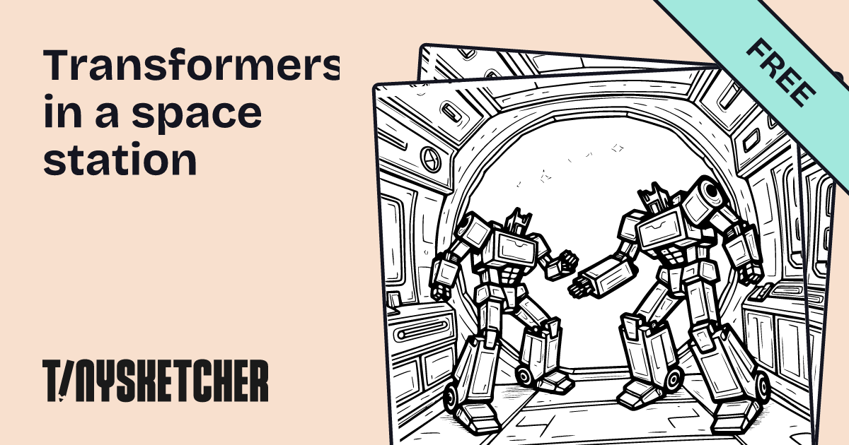 Transformers in a space station Coloring Page | Free Printables | Tiny ...