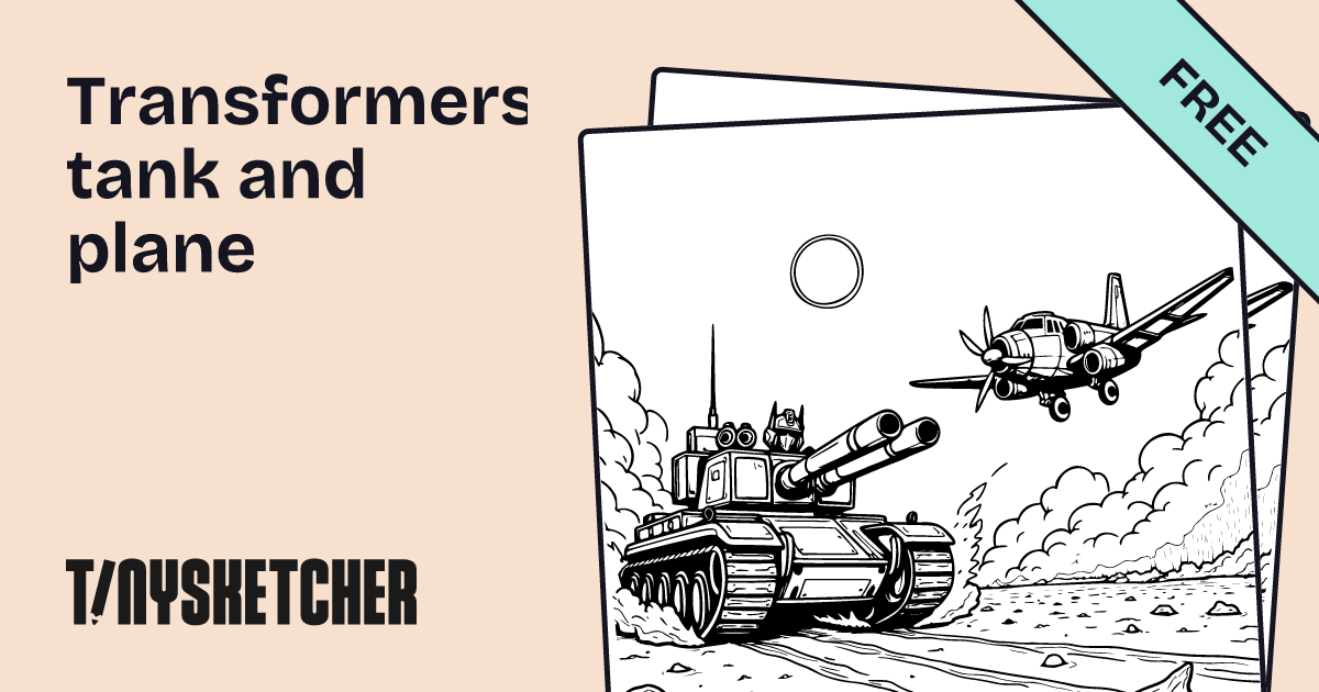 Transformers tank and plane Coloring Page | Free Printables | Tiny Sketcher